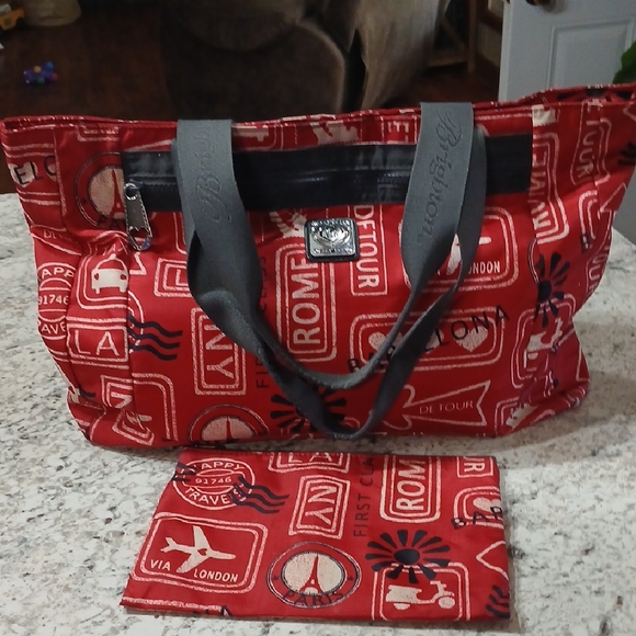 Brighton | Bags | Brighton Travelthemed Tote Bag With Matching Pouch ...